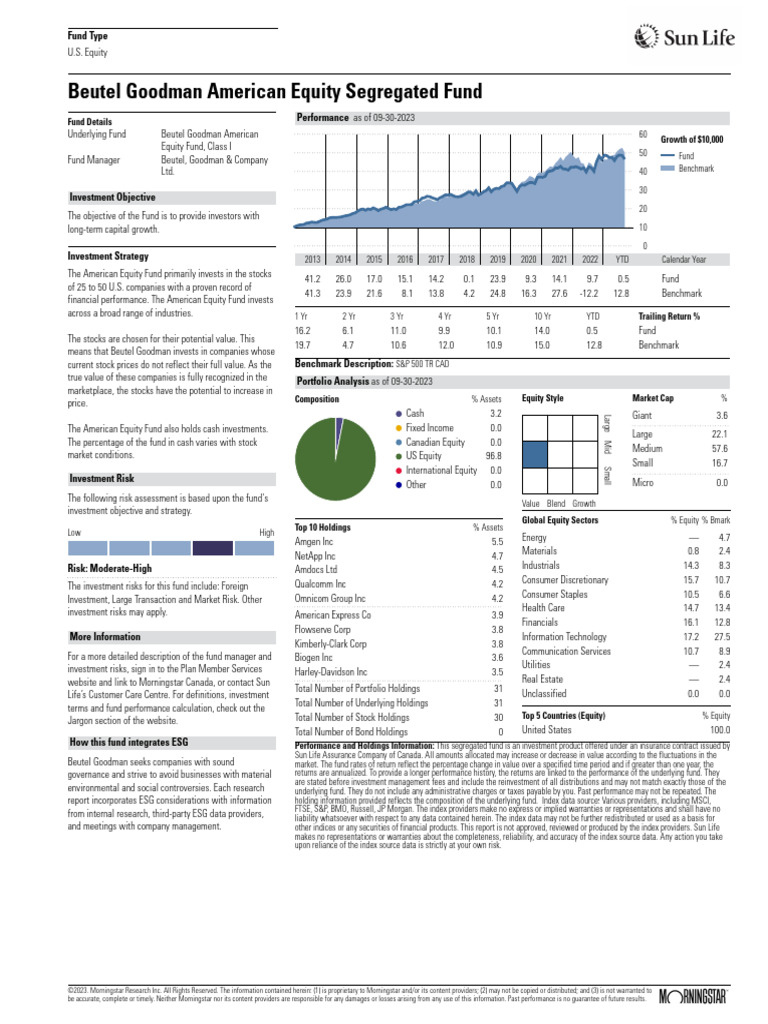 BG American Equity Segregated Fund - 2023 - Sep | PDF | Investing ...