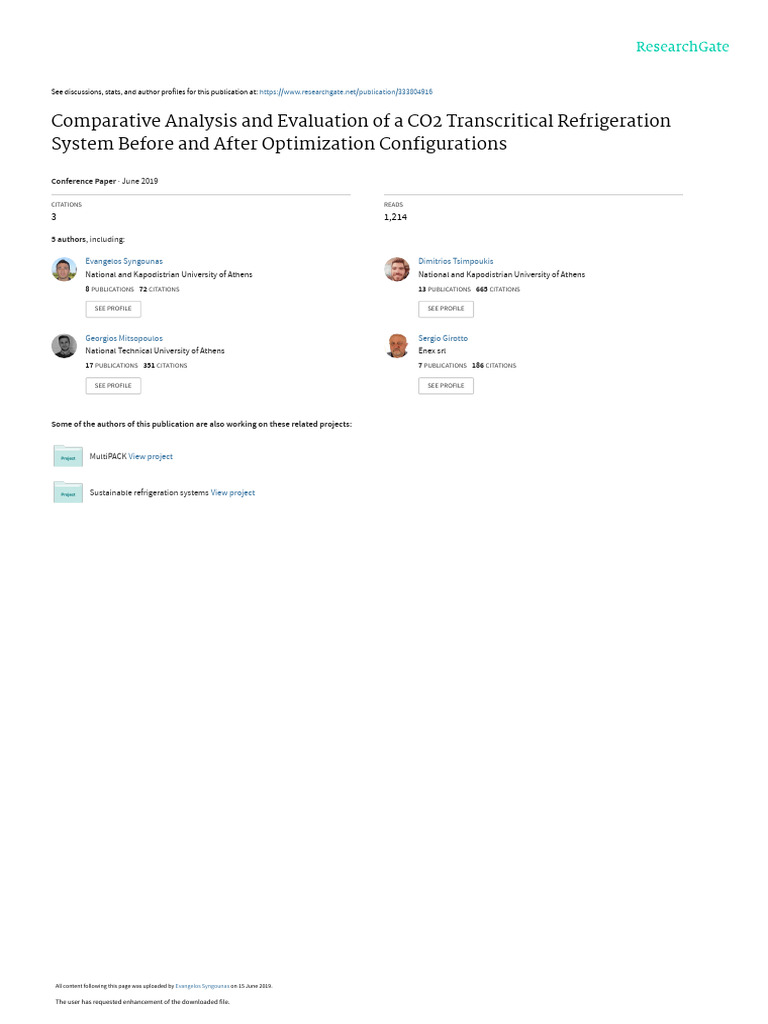 Comparative Analysis and Evaluation of A CO2 Transcritical Refrigeration System Before and After ...