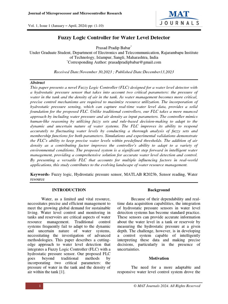 PB- Fuzzy logic controller for Water level detector | PDF | Fuzzy Logic | Simulation