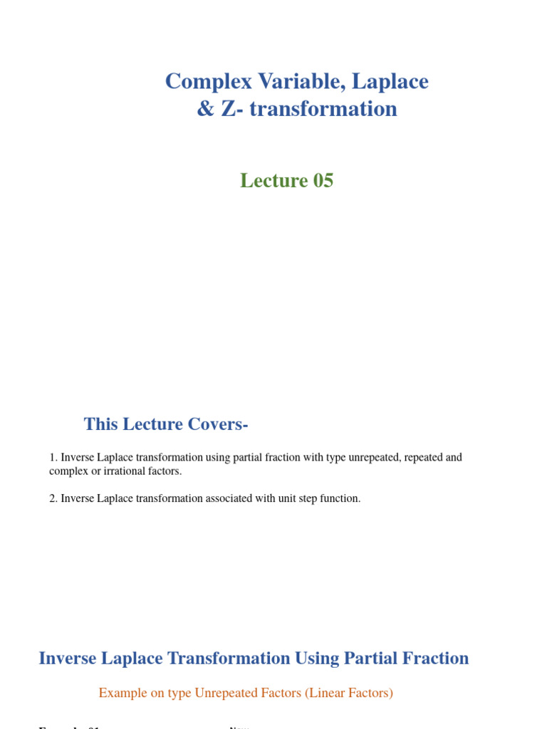 Math3 Lecture05 | PDF | Laplace Transform | Mathematical Concepts