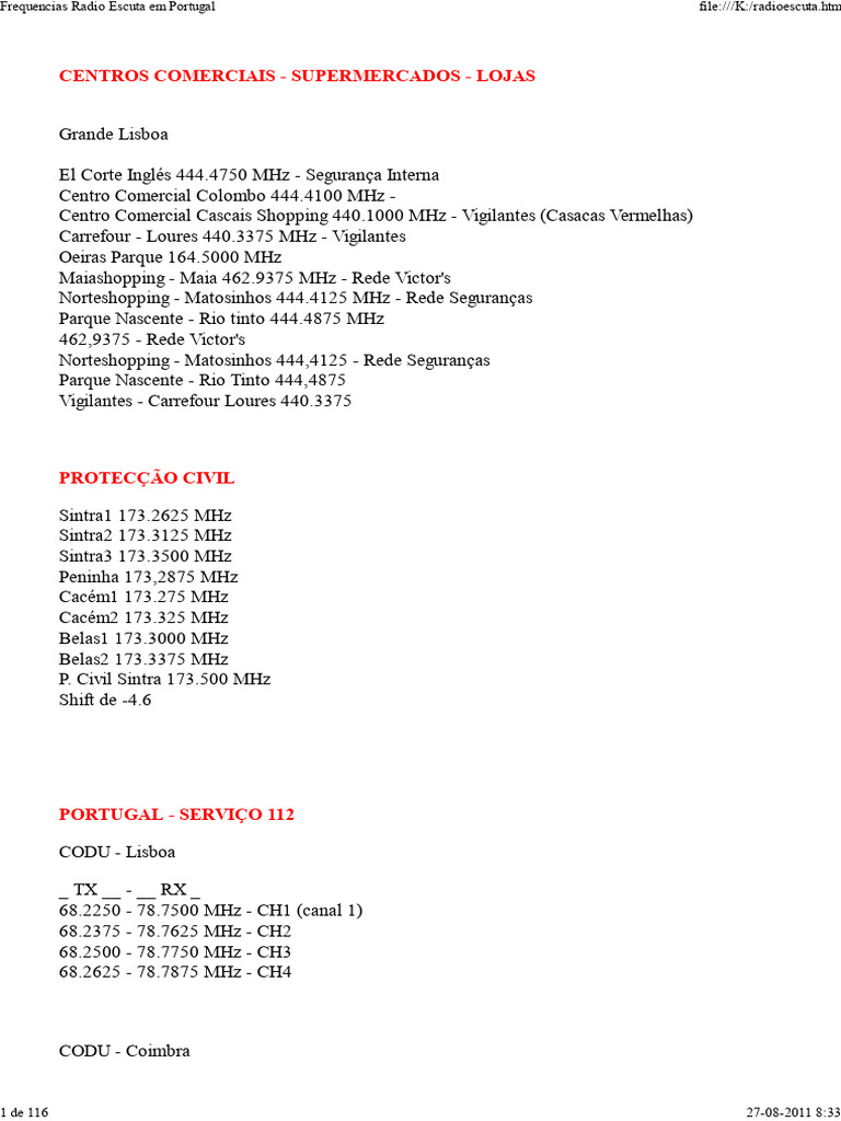 Frequencias Radio Escuta em Portugal | PDF | Portugal | Ondas