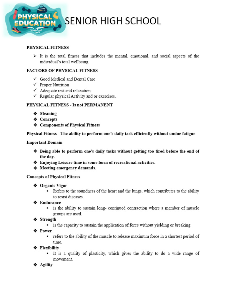 Physical Fitness Shs Module | PDF | Muscle Contraction | Physical Fitness