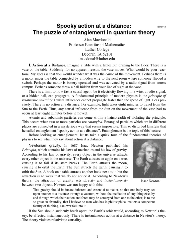 Spooky action at a distance | PDF | Quantum Entanglement | Quantum ... Spooky action at a distance | PDF | Quantum Entanglement | Quantum ...