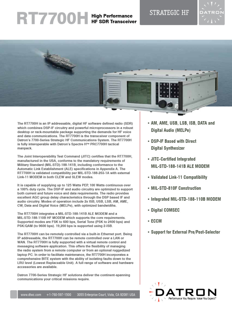 Datron - RT7700H | PDF | Software Defined Radio | Modem