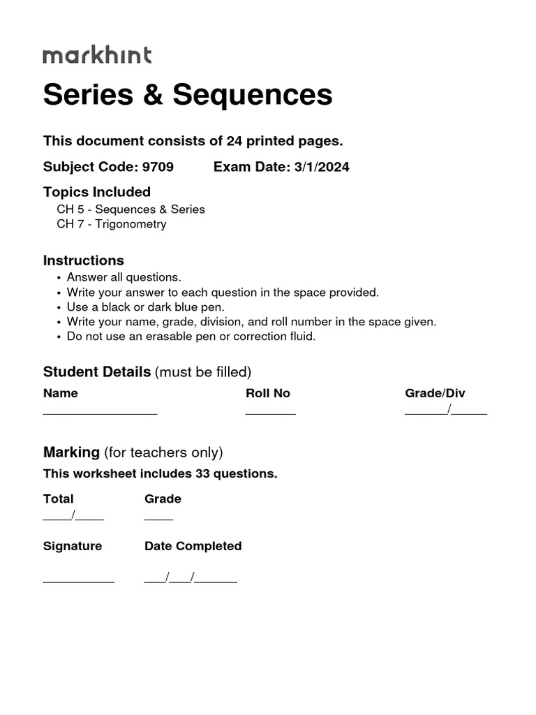 Series And Sequences Pdf