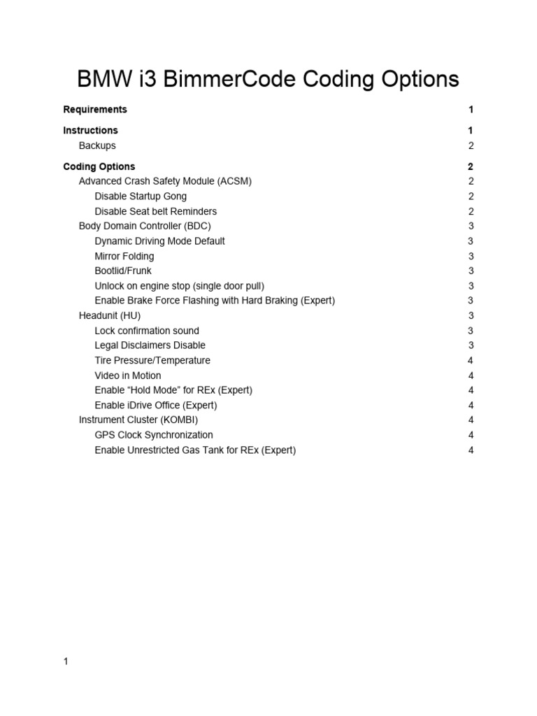 Bimmercode I3 Documentation Download Free Pdf Trunk Car Ios