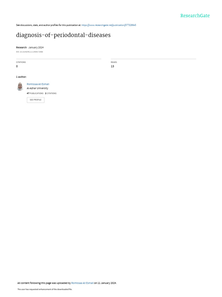 Diagnosis Of Periodontal Diseases Pdf Periodontology Health Sciences