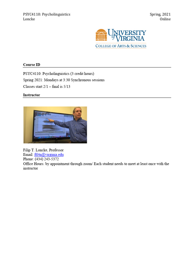 PSYC 4110 Psycholinguistics | PDF | Psycholinguistics | Linguistics