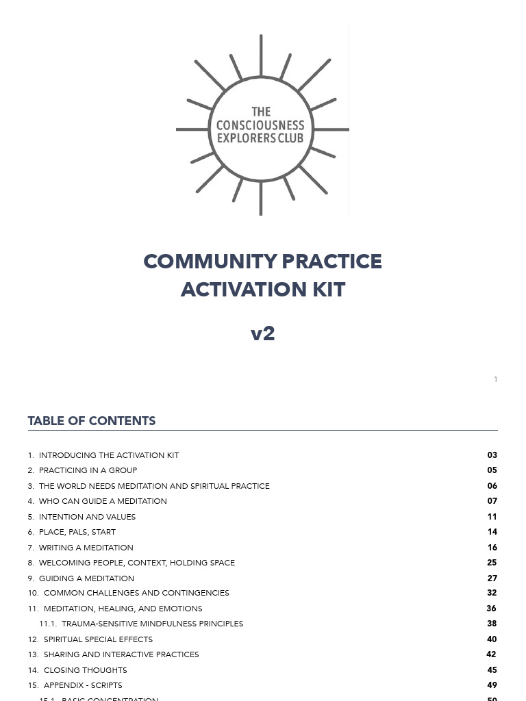 Community Practice Activation Kit v02 Nov22 | PDF | Experience | Meditation