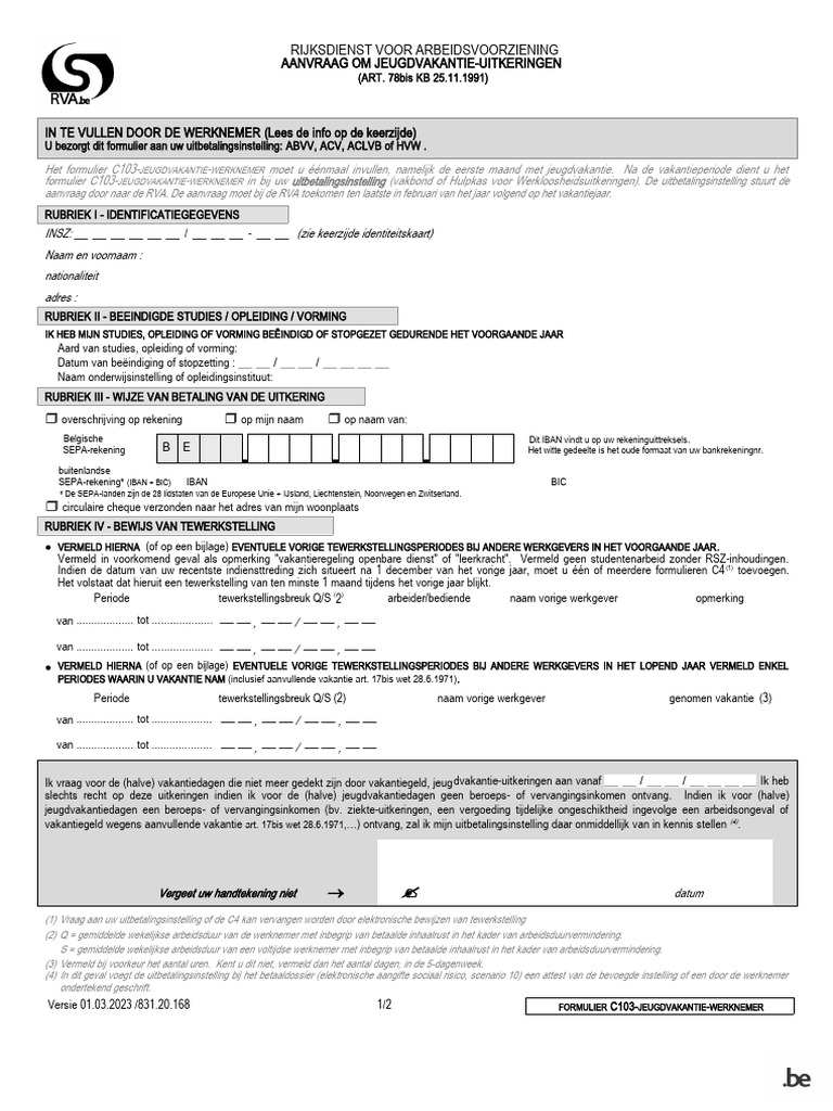 01 03 2023 - c103 Vacances Jeunes Travailleur - NL | PDF