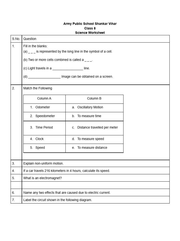 TERM 2 Worksheet Class 8 | PDF
