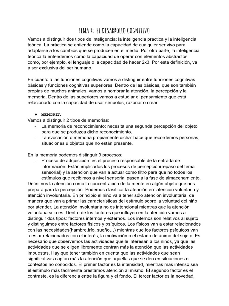 Tema 4 DCM | PDF | Pensamiento | Memoria