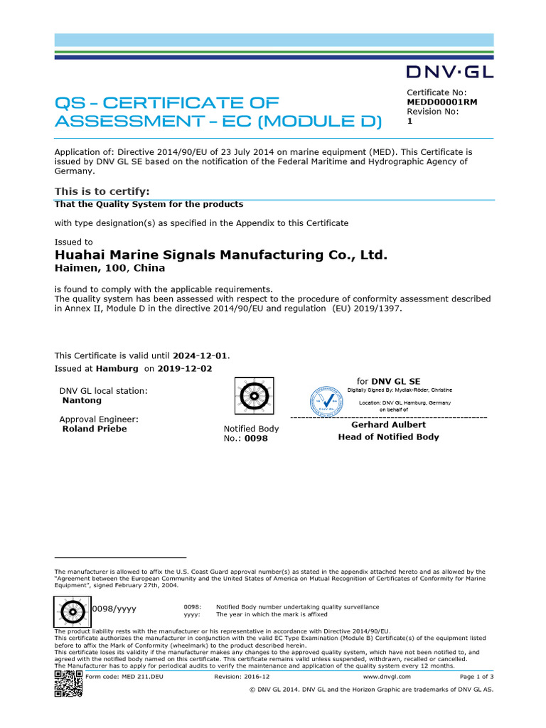 DNVGL Med Certificates Module D | PDF | Business