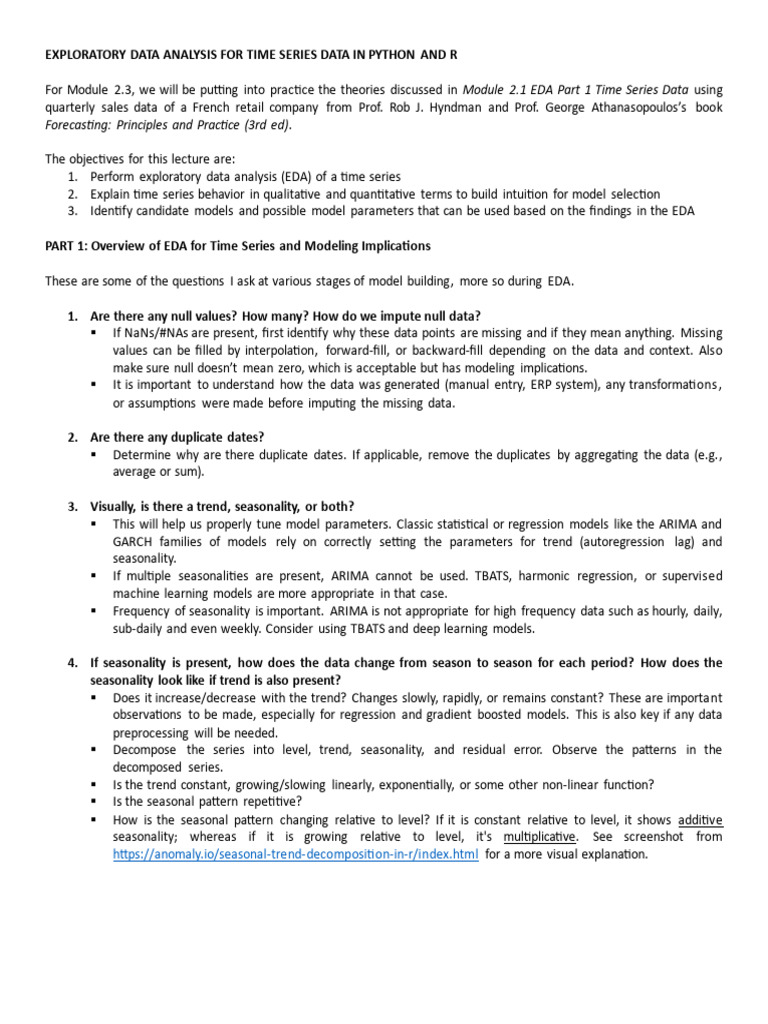 Time Series EDA for Data Analysts | PDF | Stationary Process | Time Series