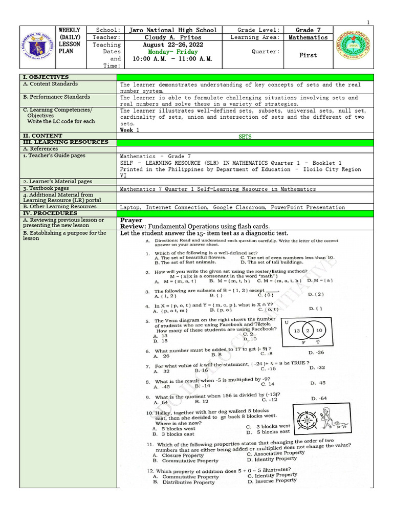 G7 DLP Week 1 | PDF | Learning | Behavior Modification