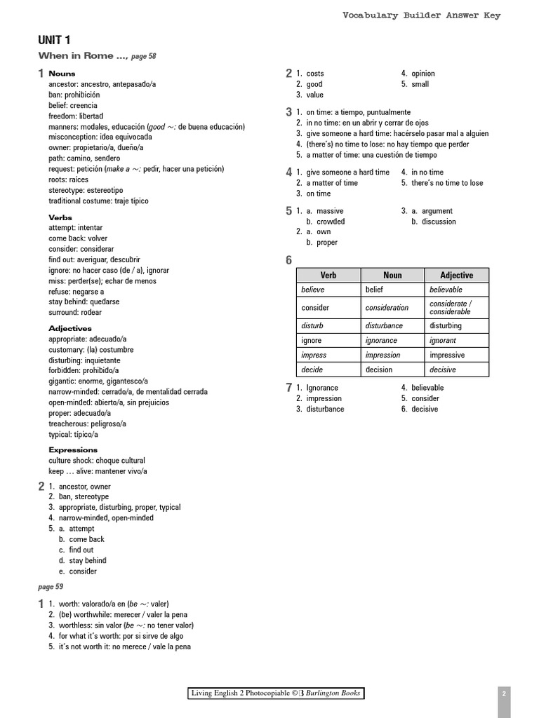 Vocabulary UNIT 1.WORKBOOK | PDF | Syntax | Language Mechanics