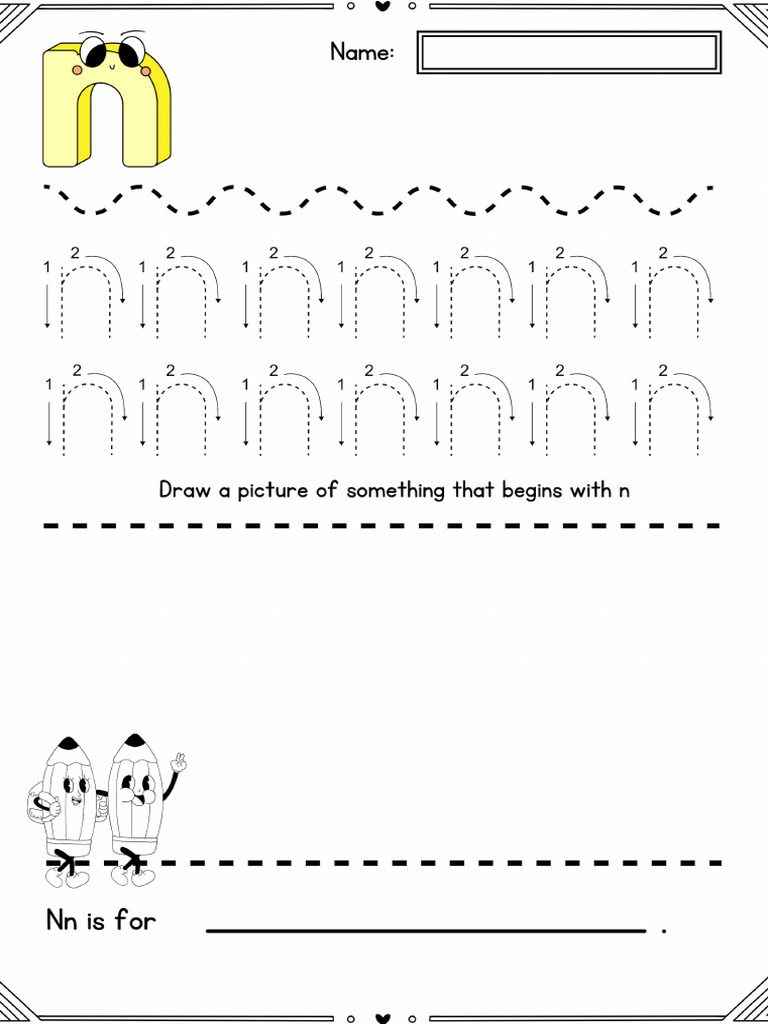 Letter n Trace and Draw | PDF