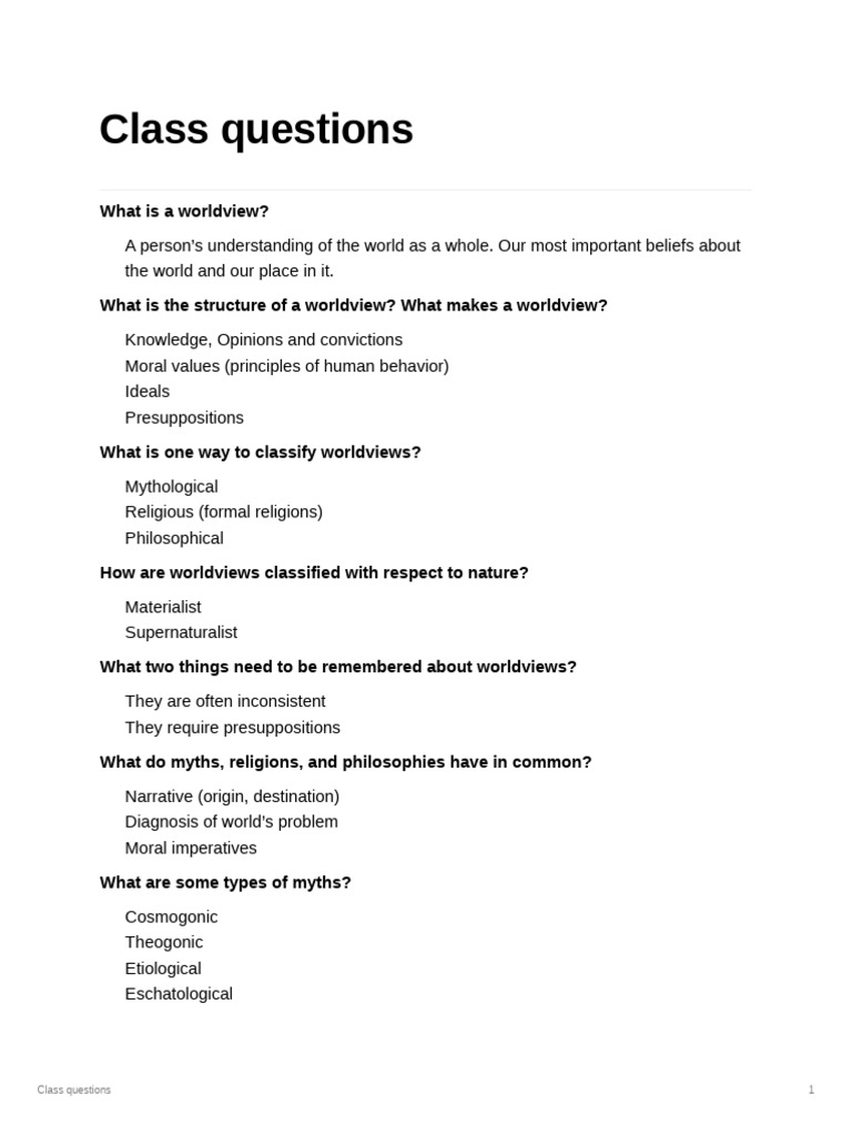 Class Questions | PDF | Reason | Plato