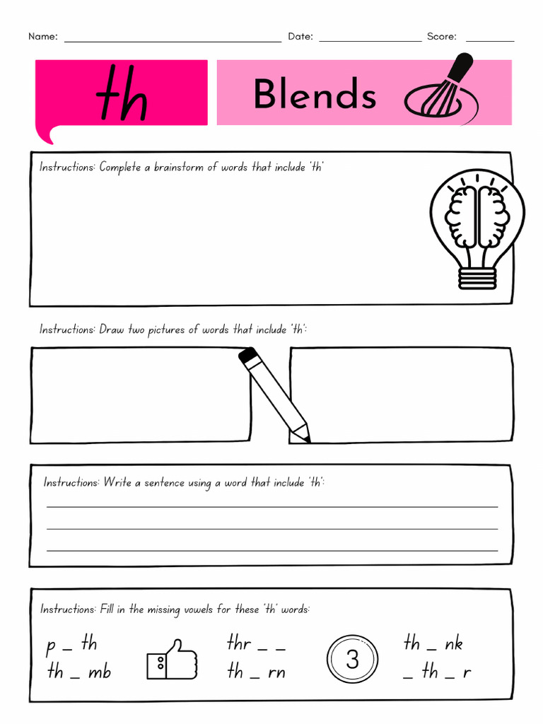 Word Blends TH Worksheet | PDF