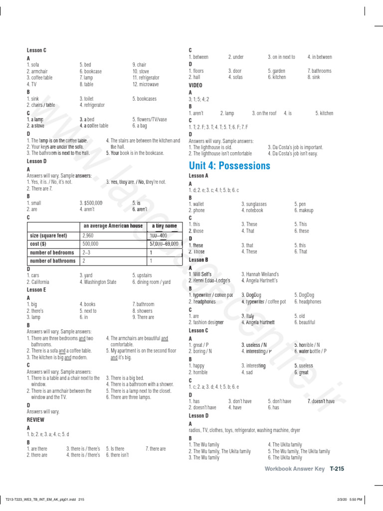 Workbook Answer Key Overview | PDF | Home | Interior Design