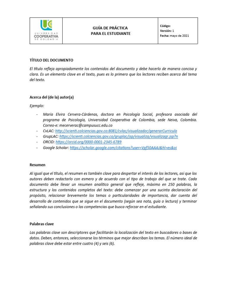 Plantilla Guia de Practica Estudiante | PDF | Información | Aprendizaje