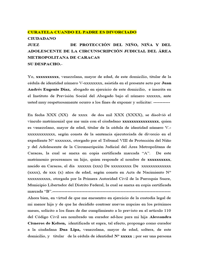 Modelos de Curatela Elaborado Por Juan Eugenio. UCAB | Descargar gratis ...