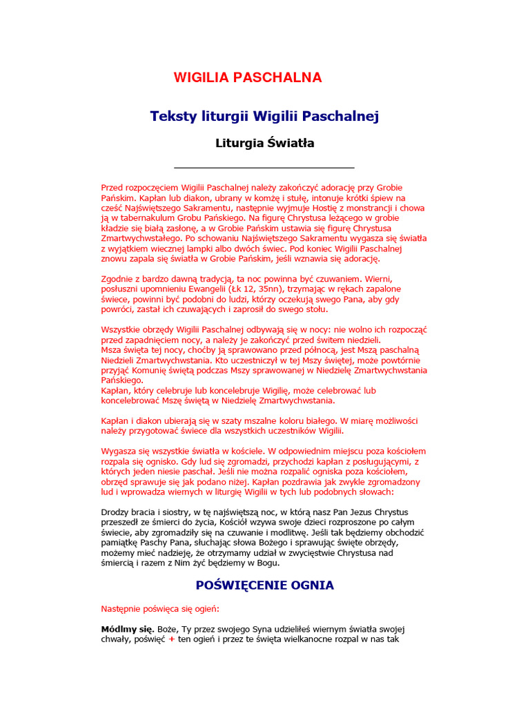 Teksty Liturgii Wigilii Paschalnej | PDF