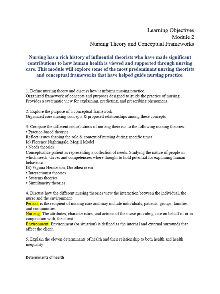 Nursing Arts LO Module 2 | PDF | Nursing | Theory