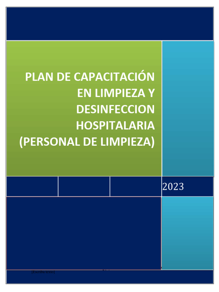 Plan de Capacitacion - Limpieza y Desinfección | Descargar gratis PDF | Infección | Enfermedades ...