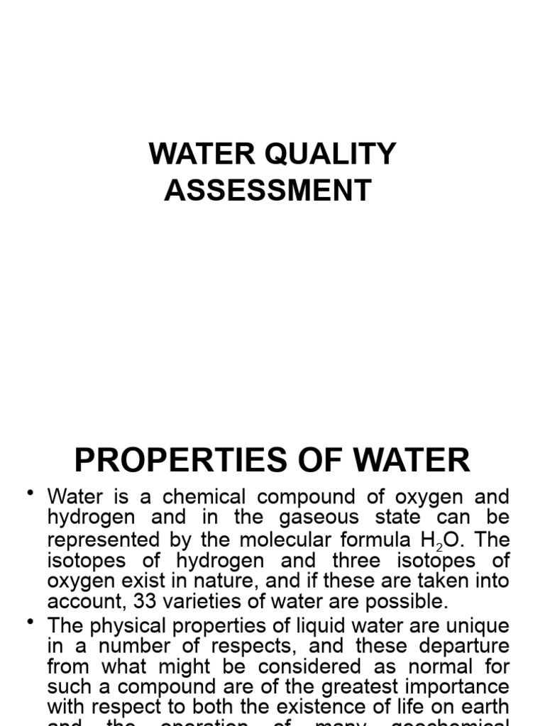 Water Quality Assessment | PDF | Molecules | Water