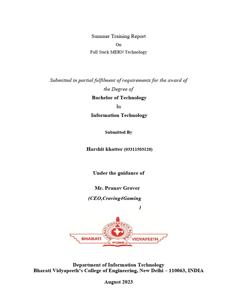 Final Report Summer Training | PDF | Websites | World Wide Web