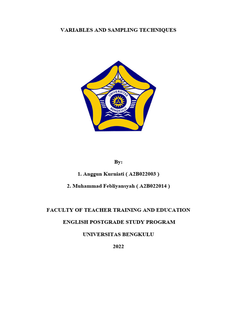 Variables and Sampling Techniques Guide | PDF | Sampling (Statistics) | Dependent And ...