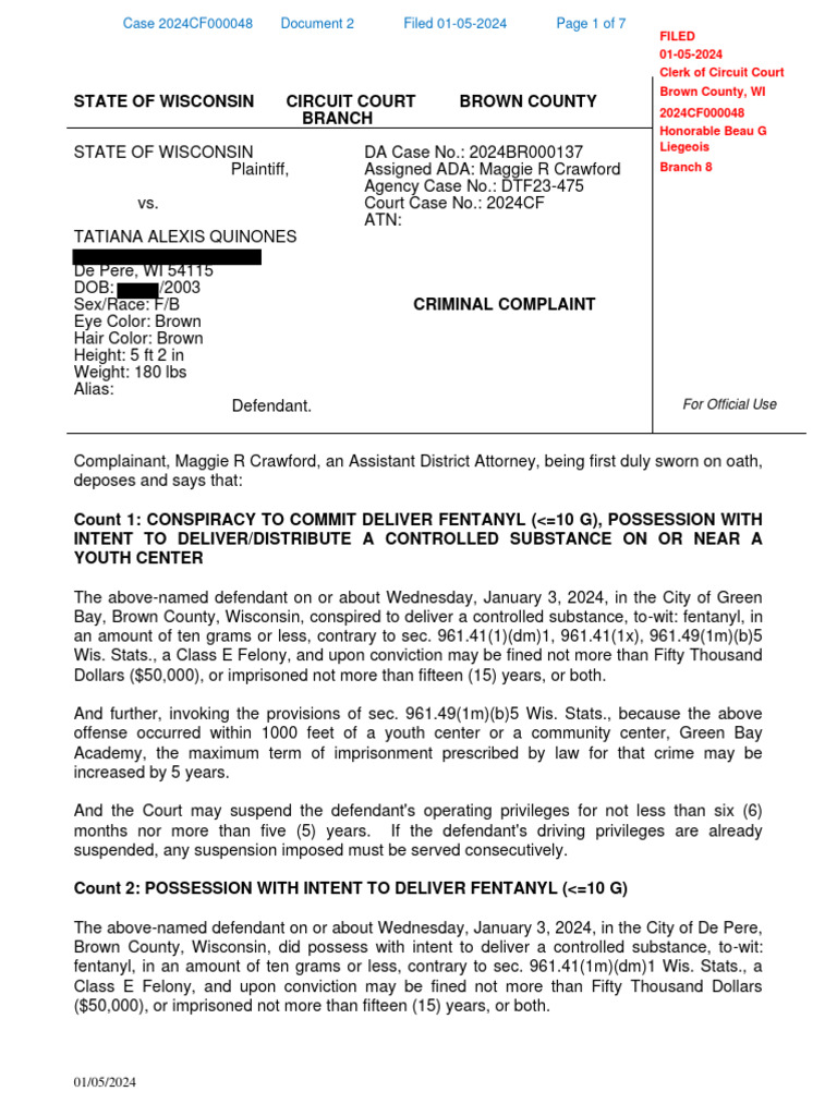 Quinones Complaint | PDF | Wisconsin Circuit Courts | Separation Of Powers