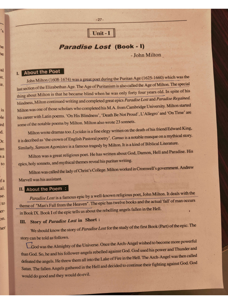 Paradise Lost Notes | PDF