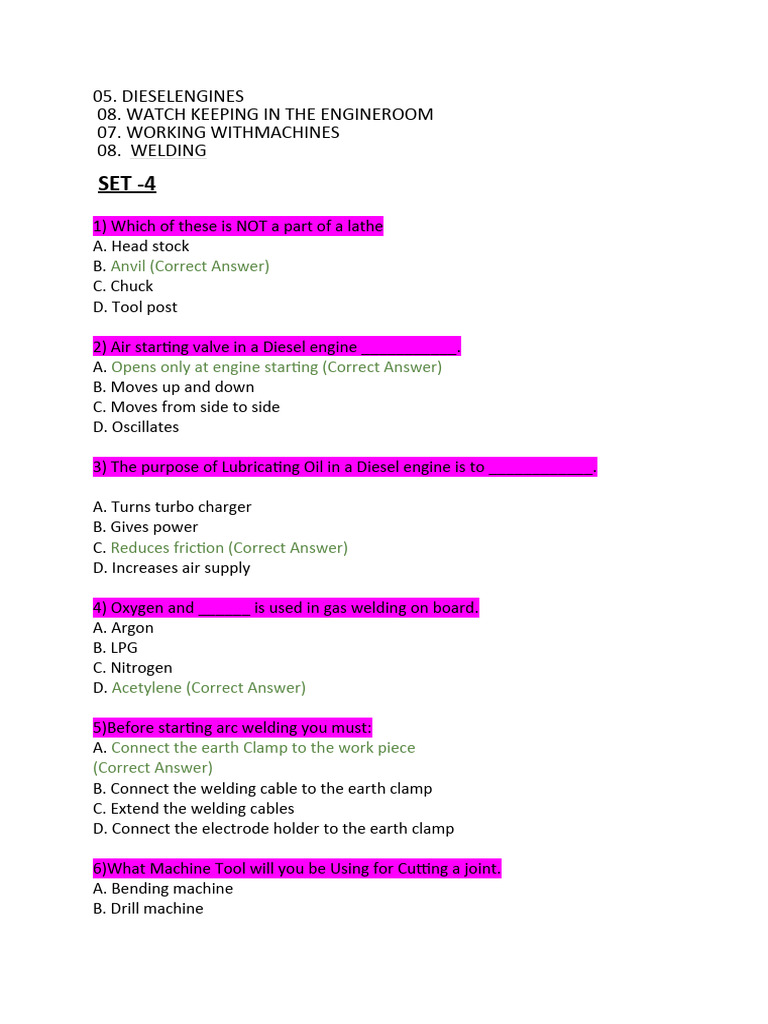 Mek - 4 - Mcqa - 5-6-7-8-Set-4 | PDF | Internal Combustion Engine | Diesel Engine