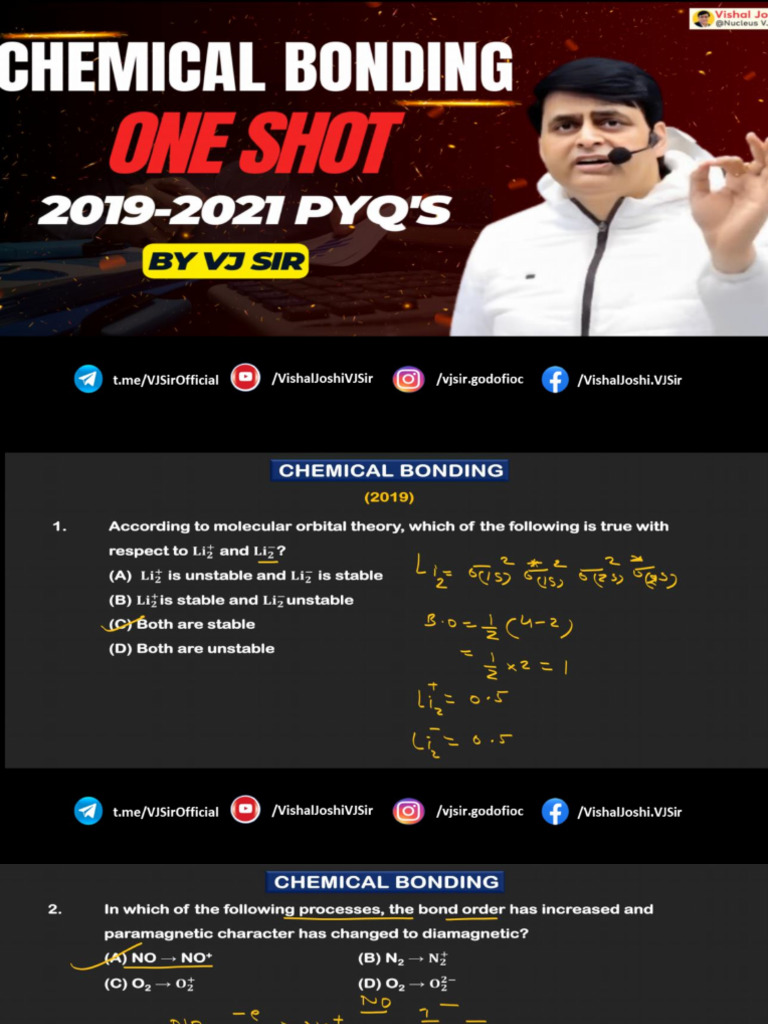 Chemical Bonding Pyqs 2019 To 2022 | PDF