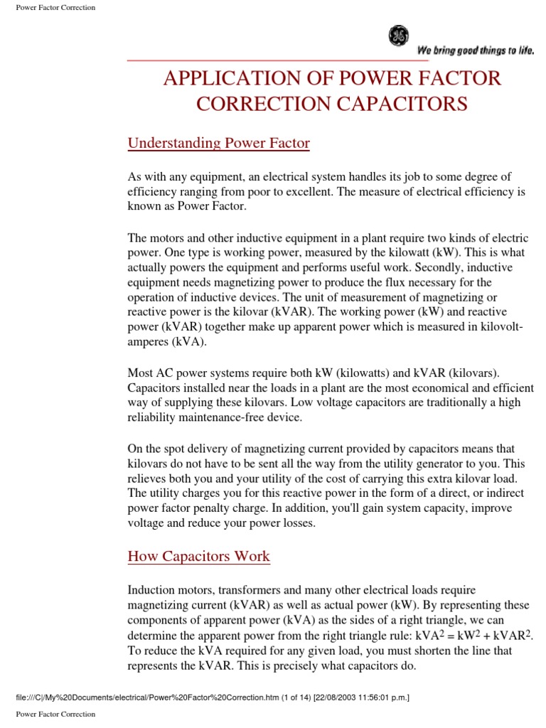 Home Power Factor Correction Guide | PDF | Capacitor | Transformer