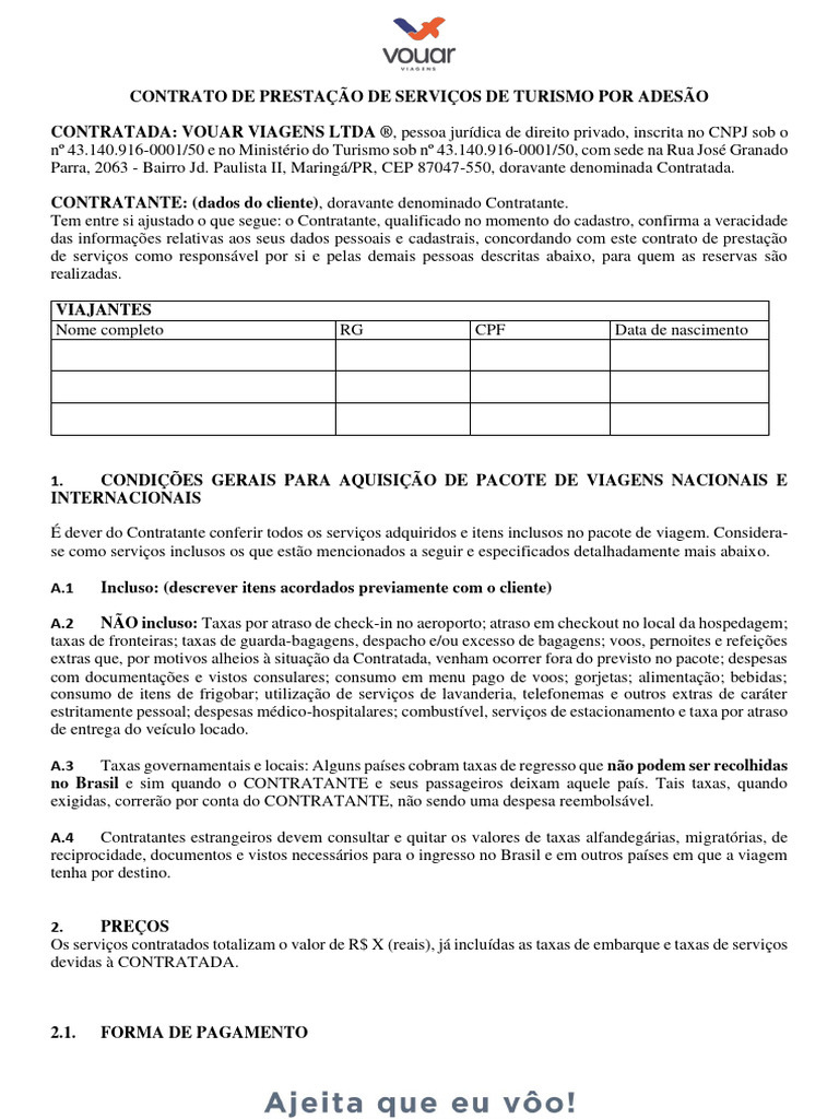 contrato | PDF | Passaporte | Turismo