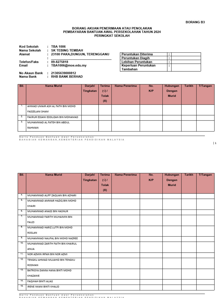 Borang b3 (Bap 2024) - 6 Ilmu | PDF