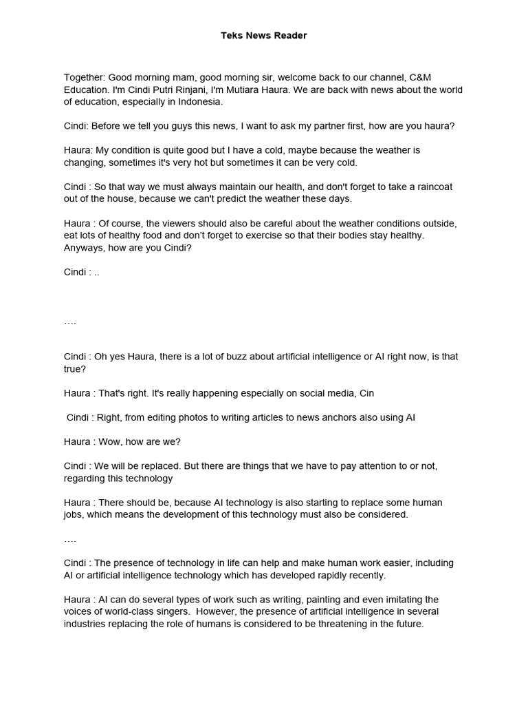Teks News Reader Bahasa Inggris | PDF | Artificial Intelligence ...