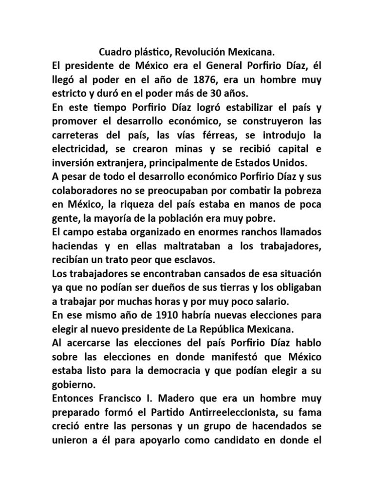 Cuadro Plástico Revolución Mexicana | Descargar gratis PDF | revolución mejicana | Gobierno