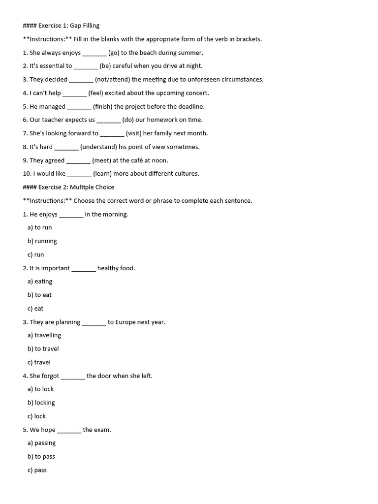 Exercise 1 | PDF | Verb | Linguistics