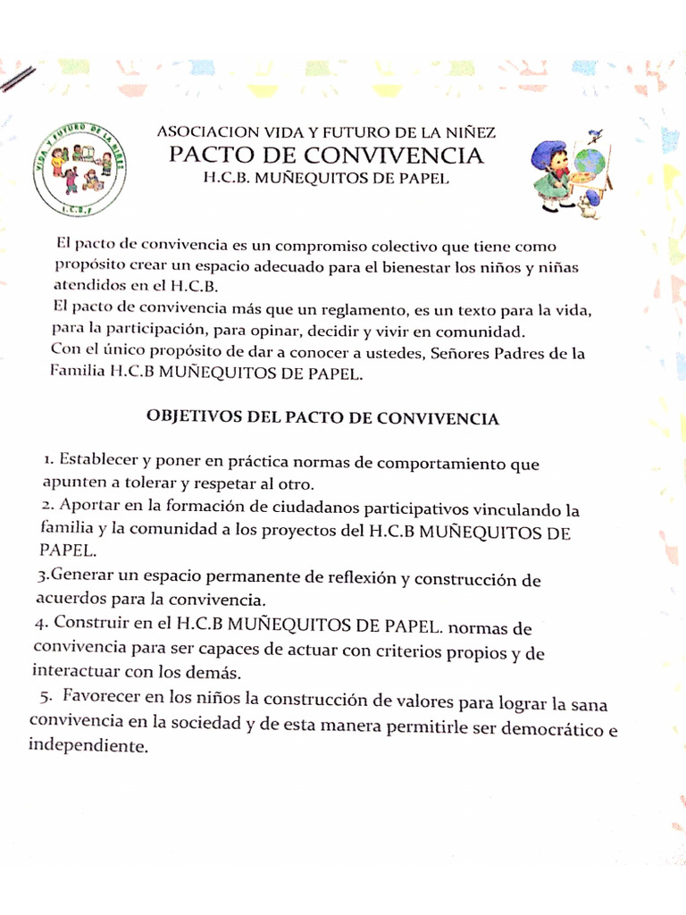 Pacto de Convivencia Muñequitos de Papel Abril | PDF