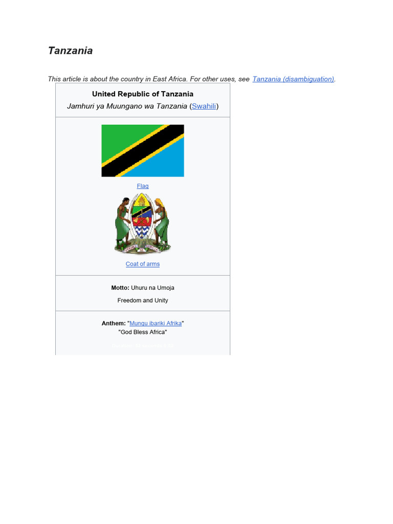 tanzania | PDF | Tanzania | East Africa