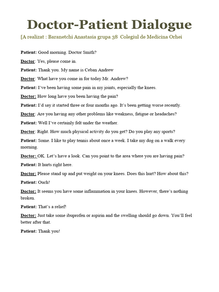 Dialog Doctor Pacient | PDF