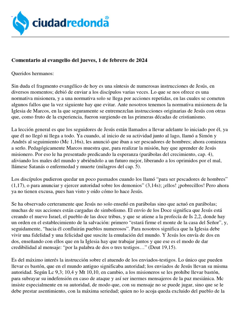 Homilia 5173 | PDF | Jesús | Misionero