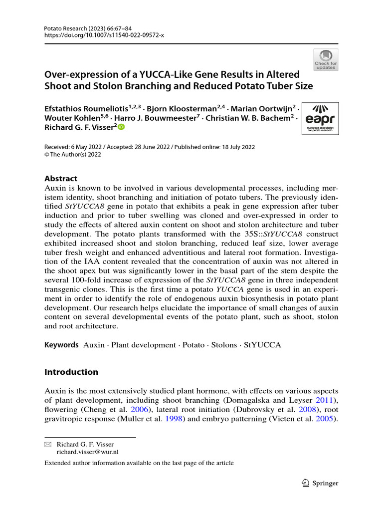 Over-Expression of A YUCCA-Like Gene Results in Altered Shoot and ... Over-Expression of A YUCCA-Like Gene Results in Altered Shoot and ...