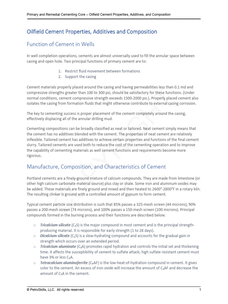 PCE-PRC-1-PC1-Oilfield Cement Properties, Additives and Composition ...