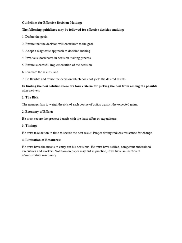 Guidelines For Effective Decision Making | PDF