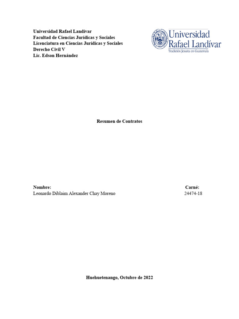 Resúmenes de Contratos vistos en clase | PDF | Garantía | Pagos